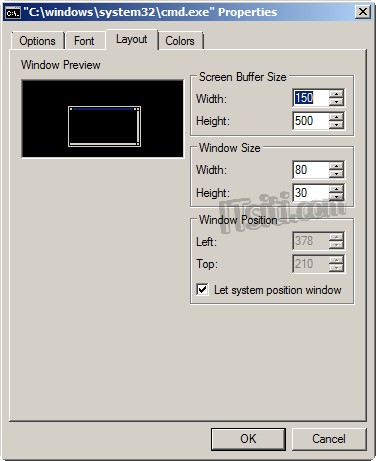 Increase / Decrease Windows Command Prompt Screen Buffer Size